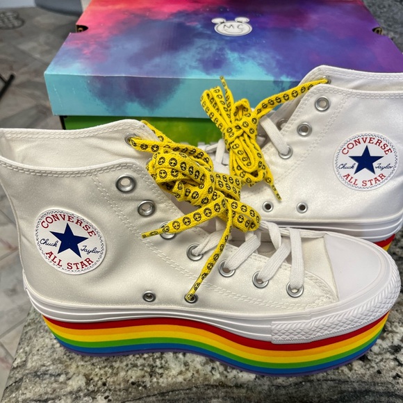 Converse | Shoes | Converse X Miley Cyrus Rainbow Platform Hitops 7 ...